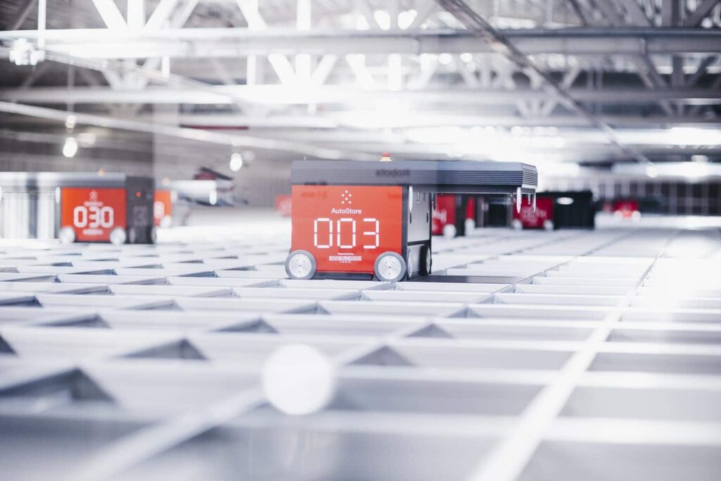 Robotic arm connected to AutoStore at Solar - Element Logic Singapore
